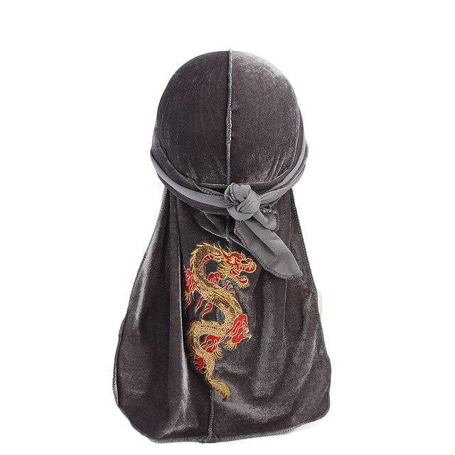 Durag gris velours dragon | Durag-Shop