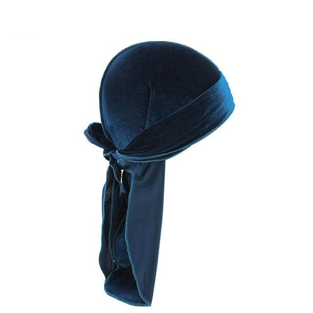 Durag bleu sarcelle velours longue queue | Durag-Shop