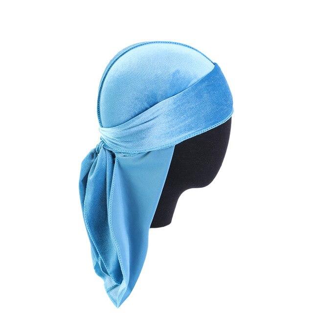 Turquoise blue velvet durag long tail | Durag-Shop