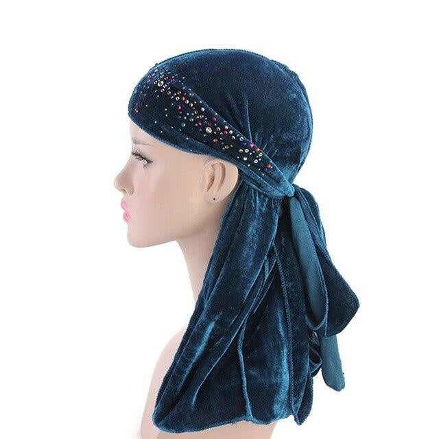 Blue velvet durag rhinestones | Durag-Shop