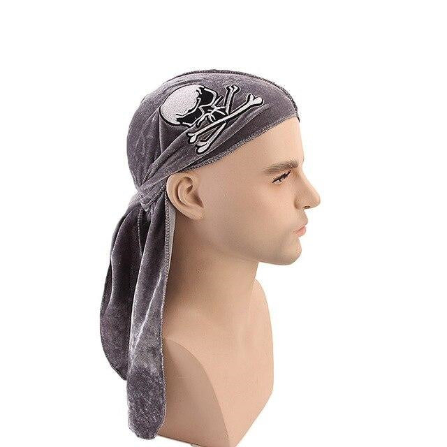 Grey velvet durag skulls | Durag-Shop