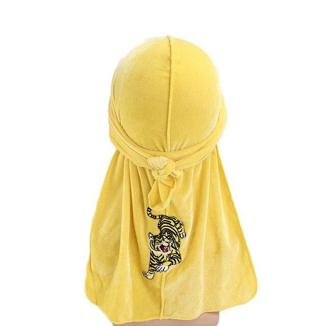 Yellow velvet durag tiger | Durag-Shop