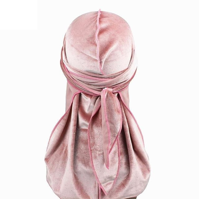 Durag rose velours brillant strass | Durag-Shop