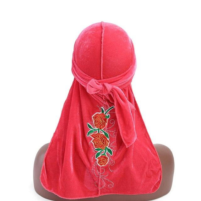 Durag rose velours fleurs | Durag-Shop