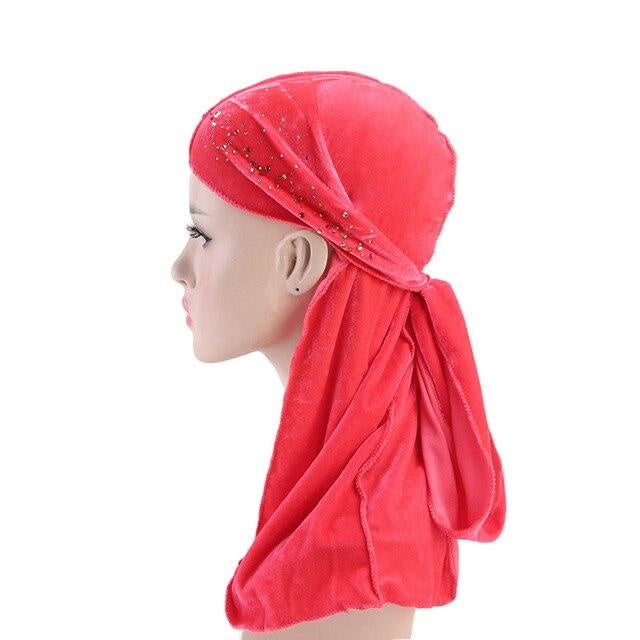Pink velvet durag rhinestones | Durag-Shop