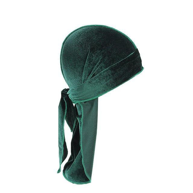 Durag vert velours longue queue | Durag-Shop