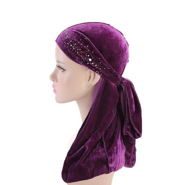 Durag violet velours strass | Durag-Shop